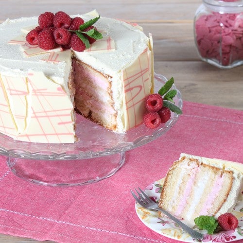 Witte chocolade taart met frambozen