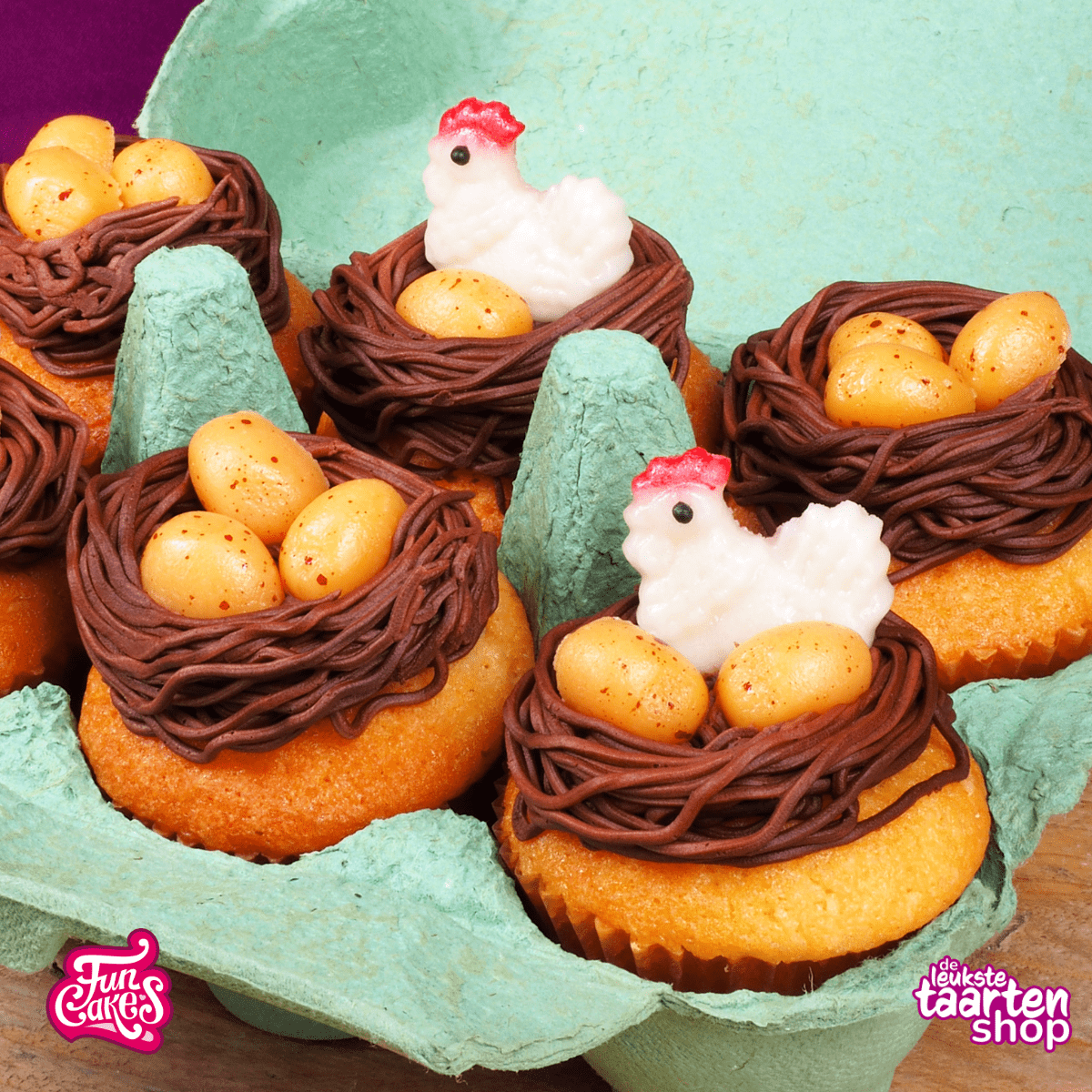 Mini kip en ei-cupcakes