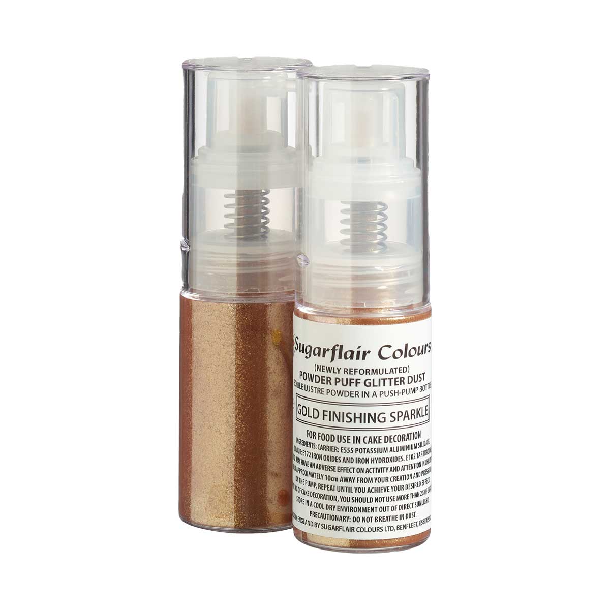 Sugarflair Pump Spray Powder Puff Glitter Dust Gold Finishing 10