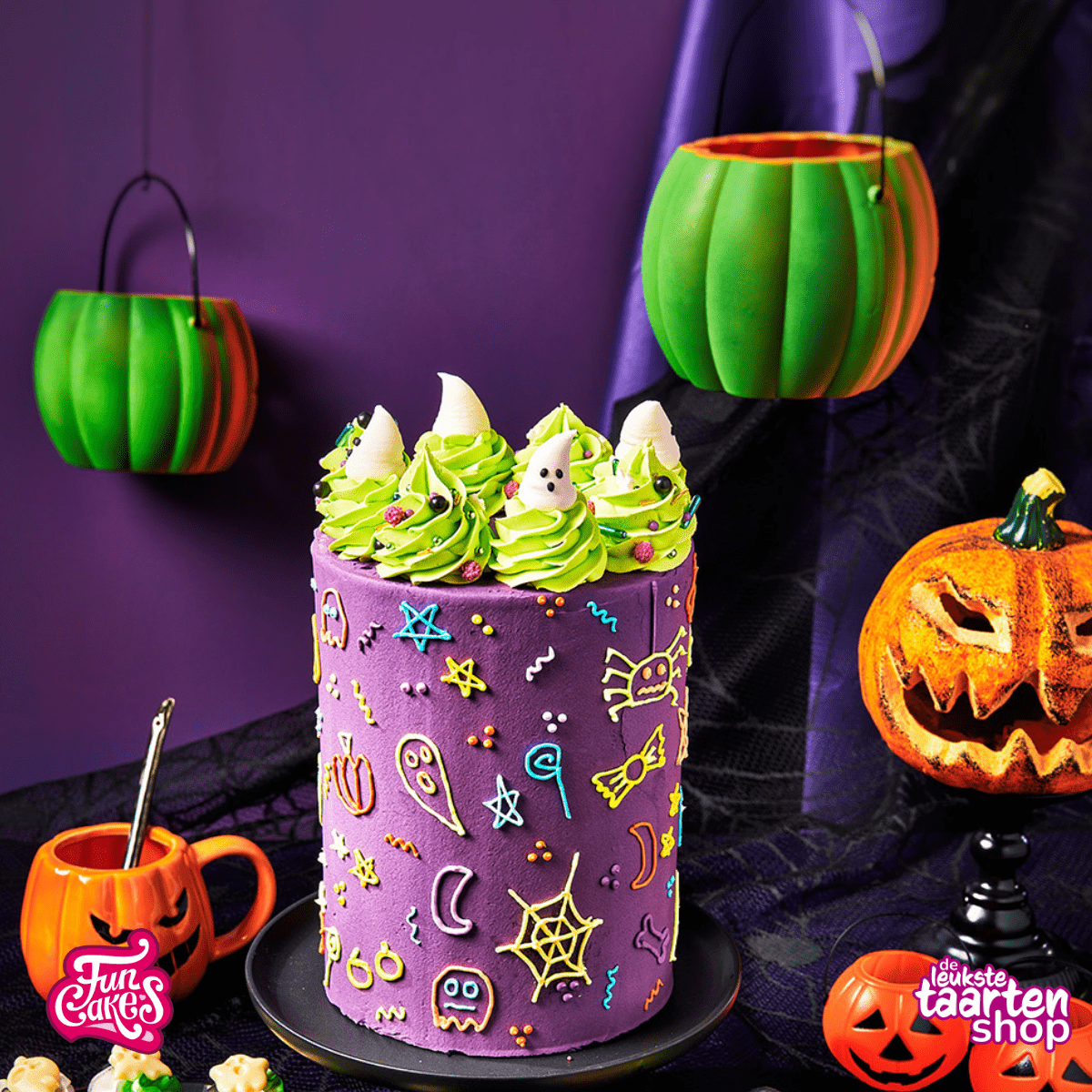 Neon Halloween taart