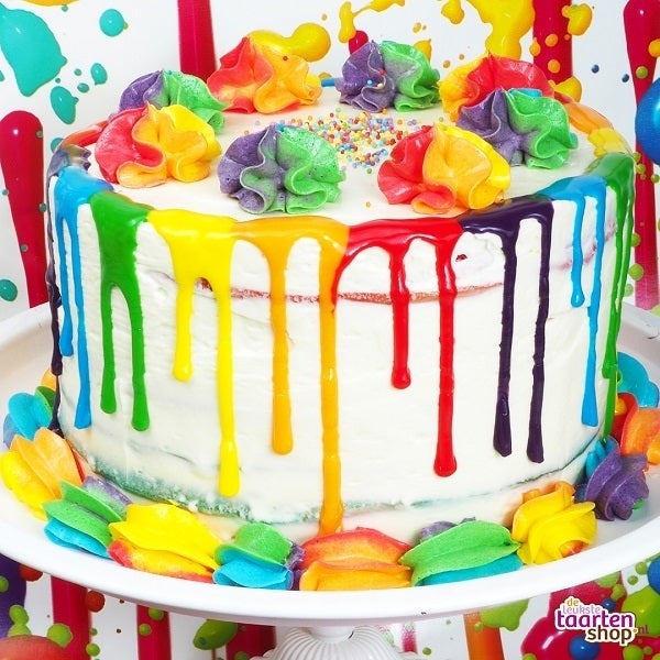 Regenboog-driptaart - deleukstetaartenshop.nl